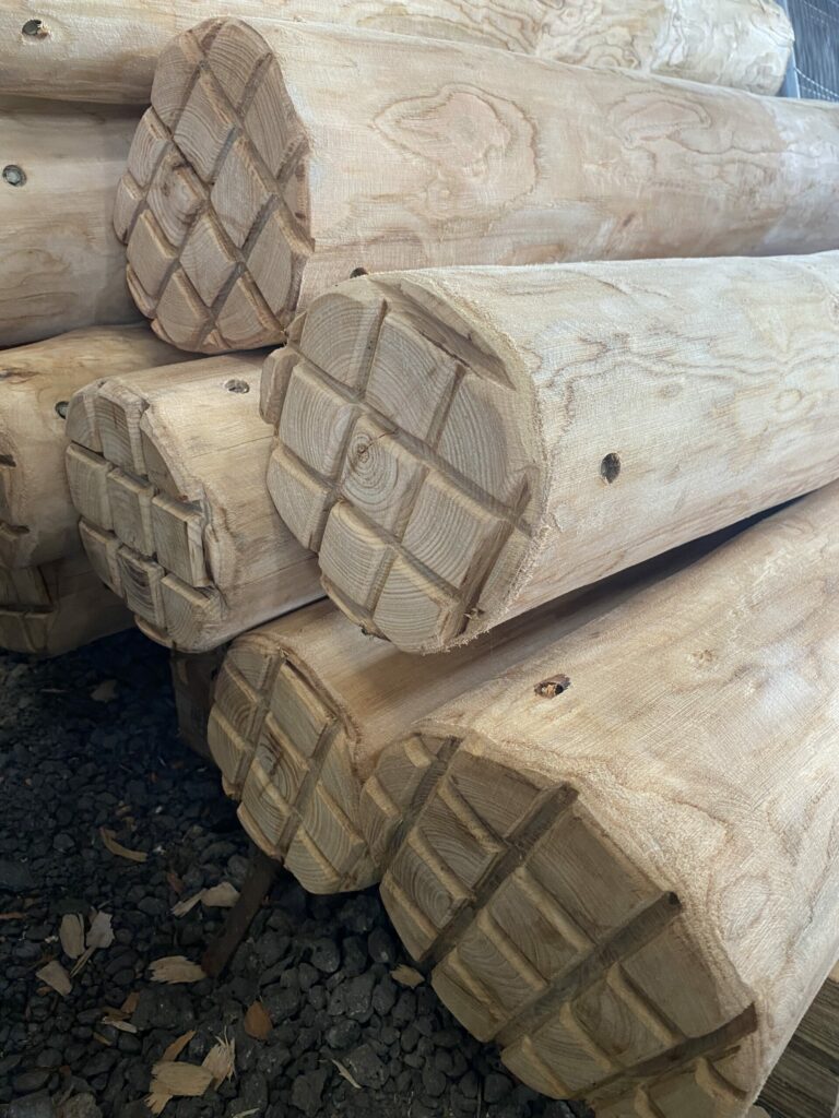 Cross Hatched Stepping Logs - Copper Beech Play