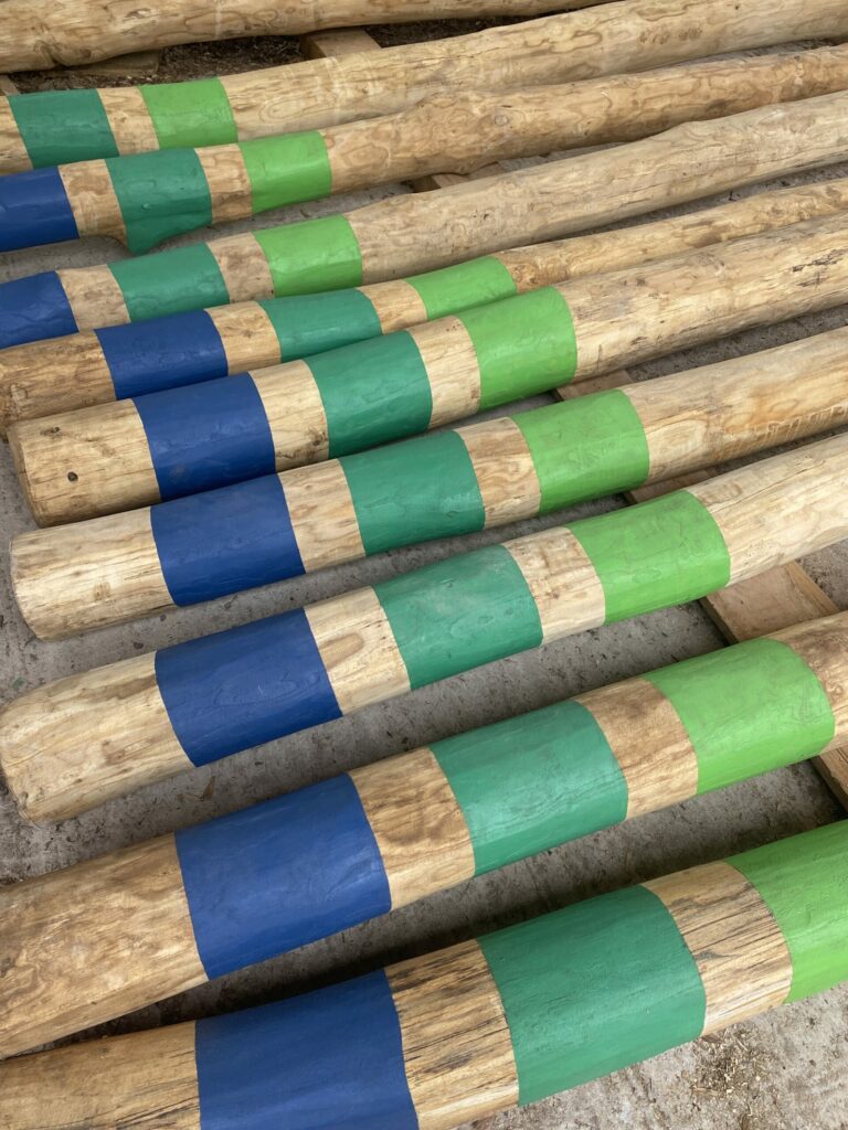 Painted Feature Poles - hand-painted chestnut posts