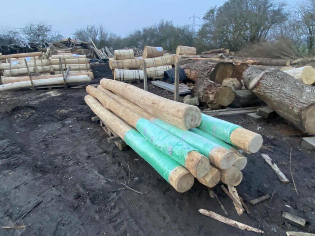 Painted Feature Poles - hand-painted chestnut posts