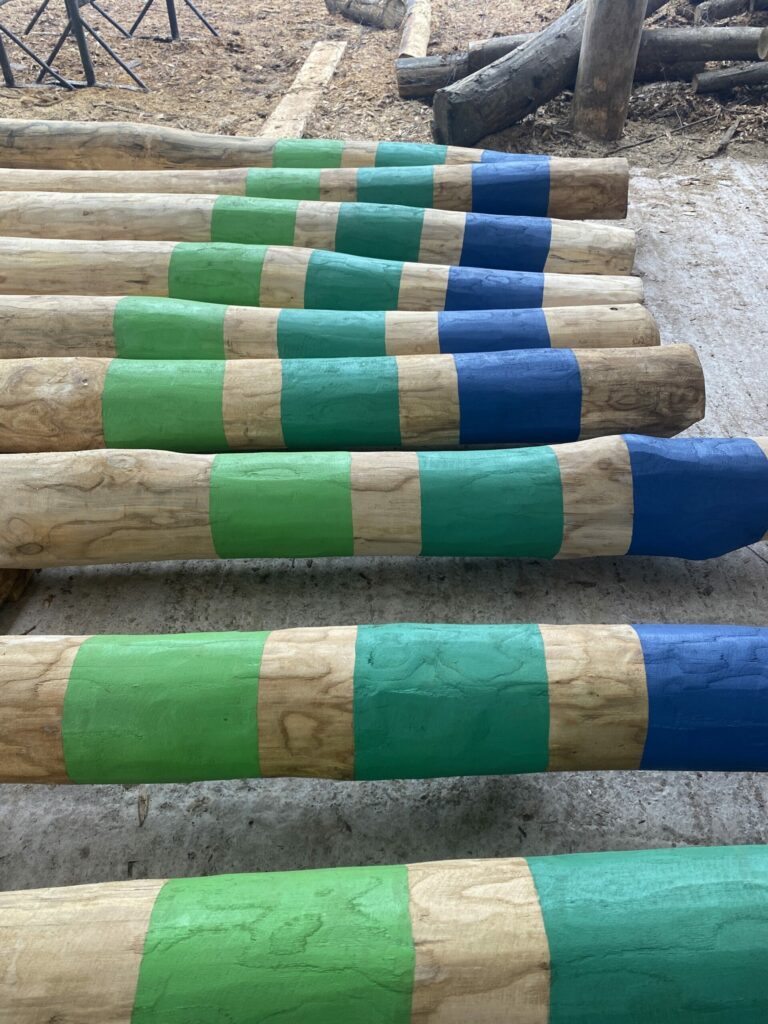 Painted Feature Poles - hand-painted chestnut posts